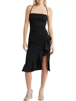 JUMP APPAREL Glitter Ruffle Sleeveless Dress - Black