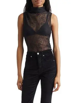 Veronica Beard Mylie Lace Sleeveless Top - Black