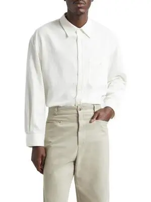 De Bonne Facture Architecture Oversize Cotton & Hemp Button-up Shirt - White