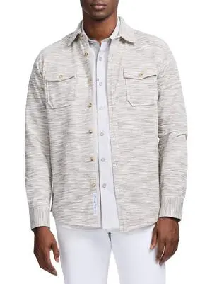 Robert Graham Storrs Space Dye Knit Cotton Blend Button-up Shirt - Light Grey