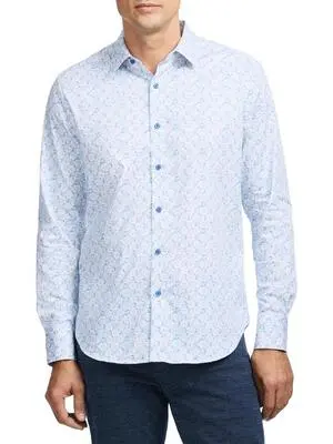 Robert Graham Bramston Medallion Print Stretch Cotton Button-up Shirt - White