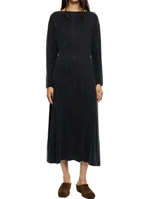 Bimba Y Lola Cupro A-line Midi Dress - Washed Black