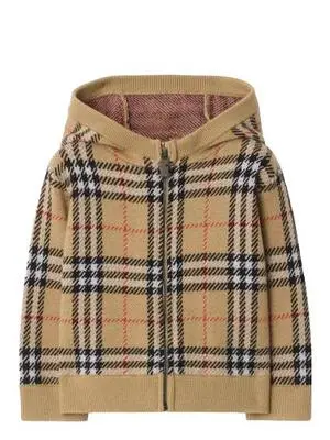 Burberry Check Wool Zip Hoodie - Sand Beige