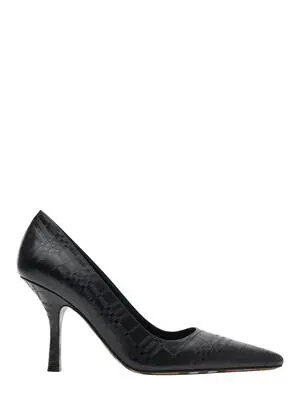 Burberry Check Leather Dame High Pumps - Black