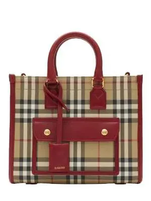 Burberry Mini Freya Tote - Archive Beige/ruby Red