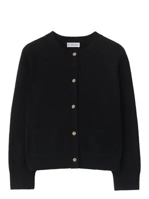 Burberry Check Patch Wool Cashmere Cardigan - Black