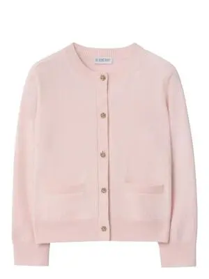 Burberry Check Patch Wool Cashmere Cardigan - Ice Pink