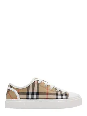 Burberry Check Cotton Sneakers - Sand Beige