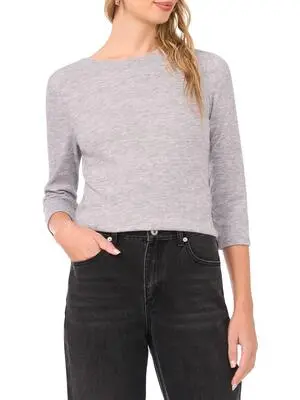 Vince Camuto Three-quarter Sleeve Knit Top - Silver Heather