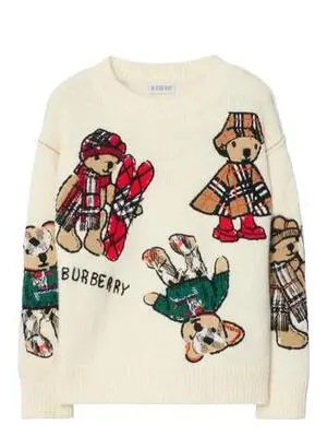 Burberry Thomas Bear Wool-cashmere Sweater - Ivory White