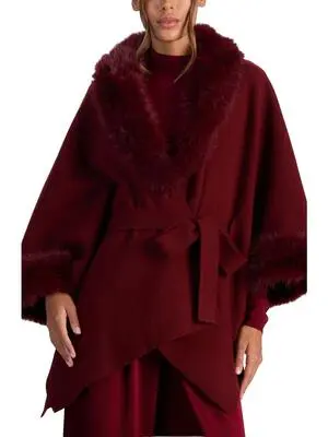 Alice + Olivia Joanne Wool Coat With Faux Fur Trim - Oxblood