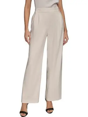 Donna Karan New York Pleated Wide Leg Pants - Cream