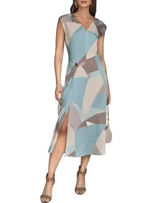 Donna Karan New York Floral Cap-sleeve Fit & Flare Midi Dress - Haze Multi