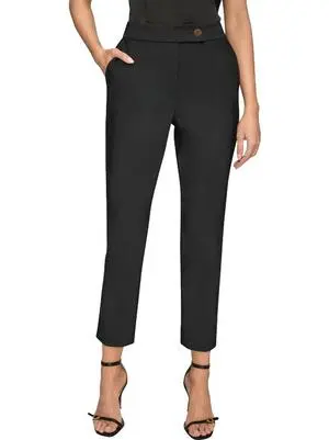Donna Karan New York Side Button Flat Front Ankle Pants - Black