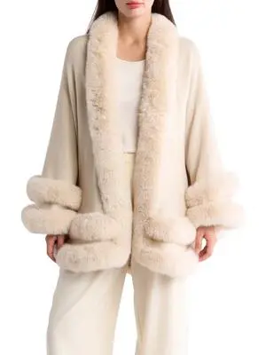 LA FIORENTINA Faux Fur Trimmed Ruana