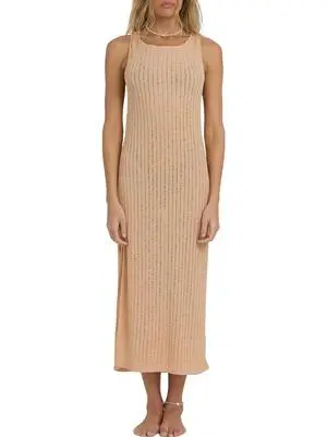 BILLABONG Semisheer Cotton Blend Cover-up Maxi Dress - Natural