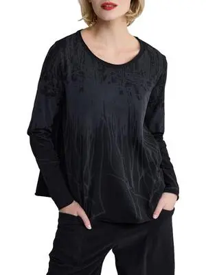 LUUKAA Selene Laser-burn Jersey Blouse - Ink Black