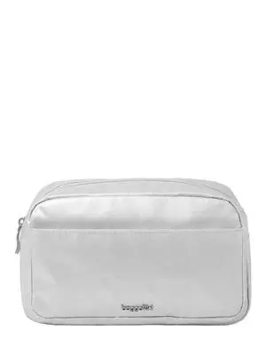 BAGGALLINI Pocket Cosmetic Bag With Brush Organization - Silver Metallic