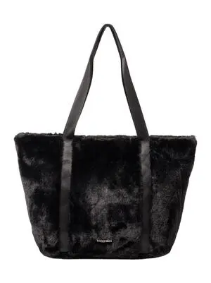 BAGGALLINI Modern Via Tote Bag - Black Faux Fur