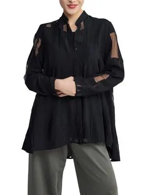LUUKAA Ondine Sheer Jacquard Shirt - Black