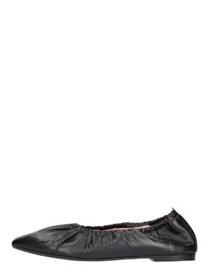 Pretty Ballerinas Rouched Square Toe Ballet Flat - Black