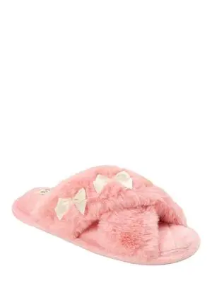 DEARFOAMS Jessica Bows Criss-cross Slide Slipper - Coral Cream