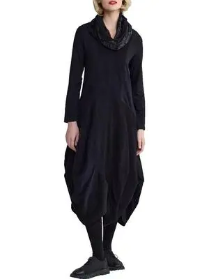 LUUKAA Tenebria Long Balloon Dress - Black