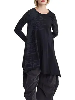 LUUKAA Abstract Burnout Tunic - Ink Black
