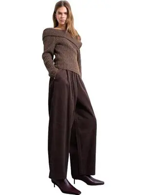 Topshop Cotton Corduroy Pants - Brown
