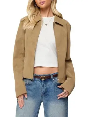 EDIKTED Faux Leather Jacket - Tan