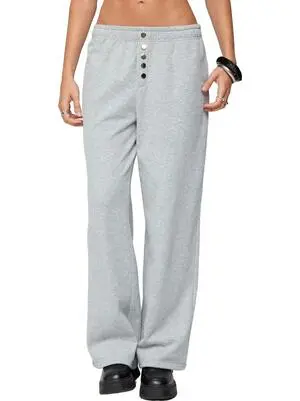 EDIKTED Wide Leg Studded Sweatpants - Gray-melange