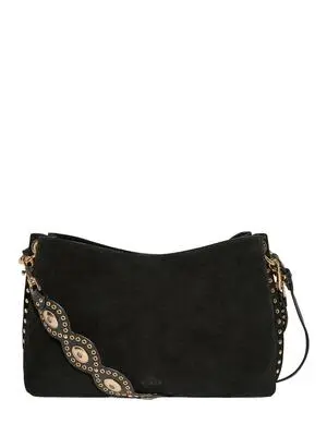 AIMEE Roma Suede Shoulder Bag Black Suede