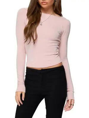 EDIKTED Boat Neck Top - Light-pink