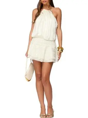 EDIKTED Halter Mini Dress - Beige