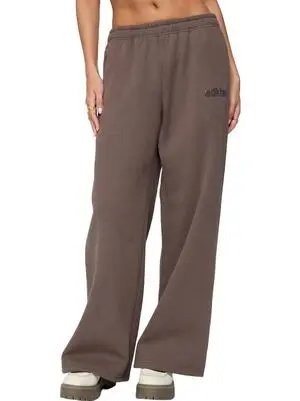 EDIKTED Logo Wide-leg Sweatpants - Brown