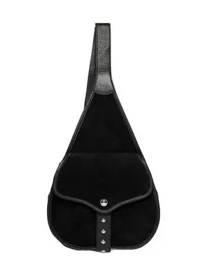 AIMEE Leather Sling Bag - Black Suede