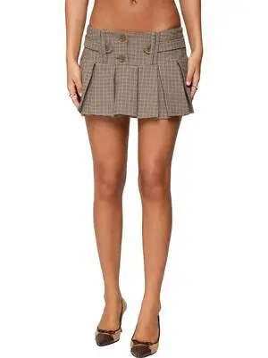 EDIKTED Plaid Pleated Mini Skort - Mix