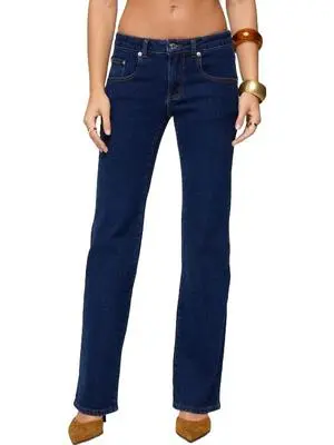 EDIKTED Jemima Low Rise Straight Leg Jeans - Dark-blue-washed