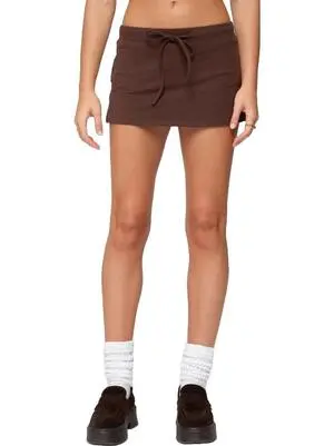 EDIKTED Bayside Stretch Cotton Micro Skort - Brown