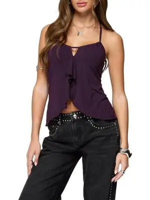 EDIKTED Lorenna Split Front Halter Top - Purple