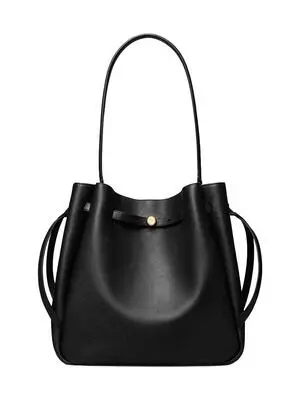 Tory Burch Large Romy Pebble Leather Bucket Bag - Black