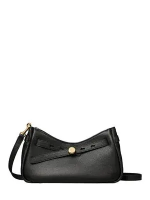 Tory Burch Romy Zip Top Leather Crossbody Bag - Black