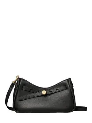 Tory Burch Romy Zip Top Leather Crossbody Bag - Black