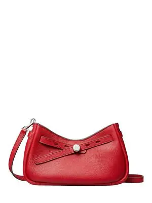 Tory Burch Romy Zip Top Leather Crossbody Bag - Tory Red