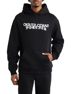 SANTO STUDIO Forever Logo Cotton Fleece Hoodie - Black
