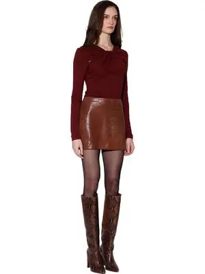 Walter Baker Mini Skirt - Clay Snake Suede