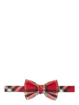 Burberry Check Cotton Flannel Bow Tie - Poppy Red