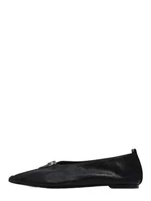 Bimba Y Lola Leather Zip Ballerina - Black