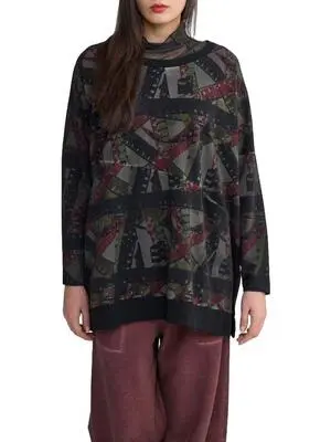 LUUKAA Printed Oversized Pullover - Smoky Print