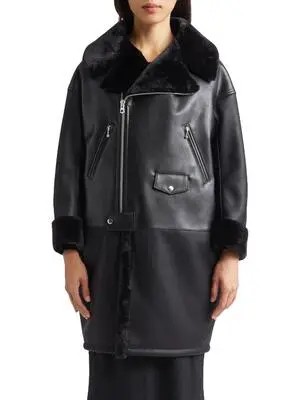 Junya Watanabe Faux Leather And Faux Fur Coat - Black X Black